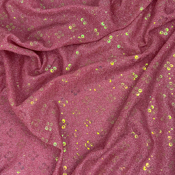 Pink Lurex Tricot with Sequin Fabric, 2-Yard Piece - Nick Of Time Textiles