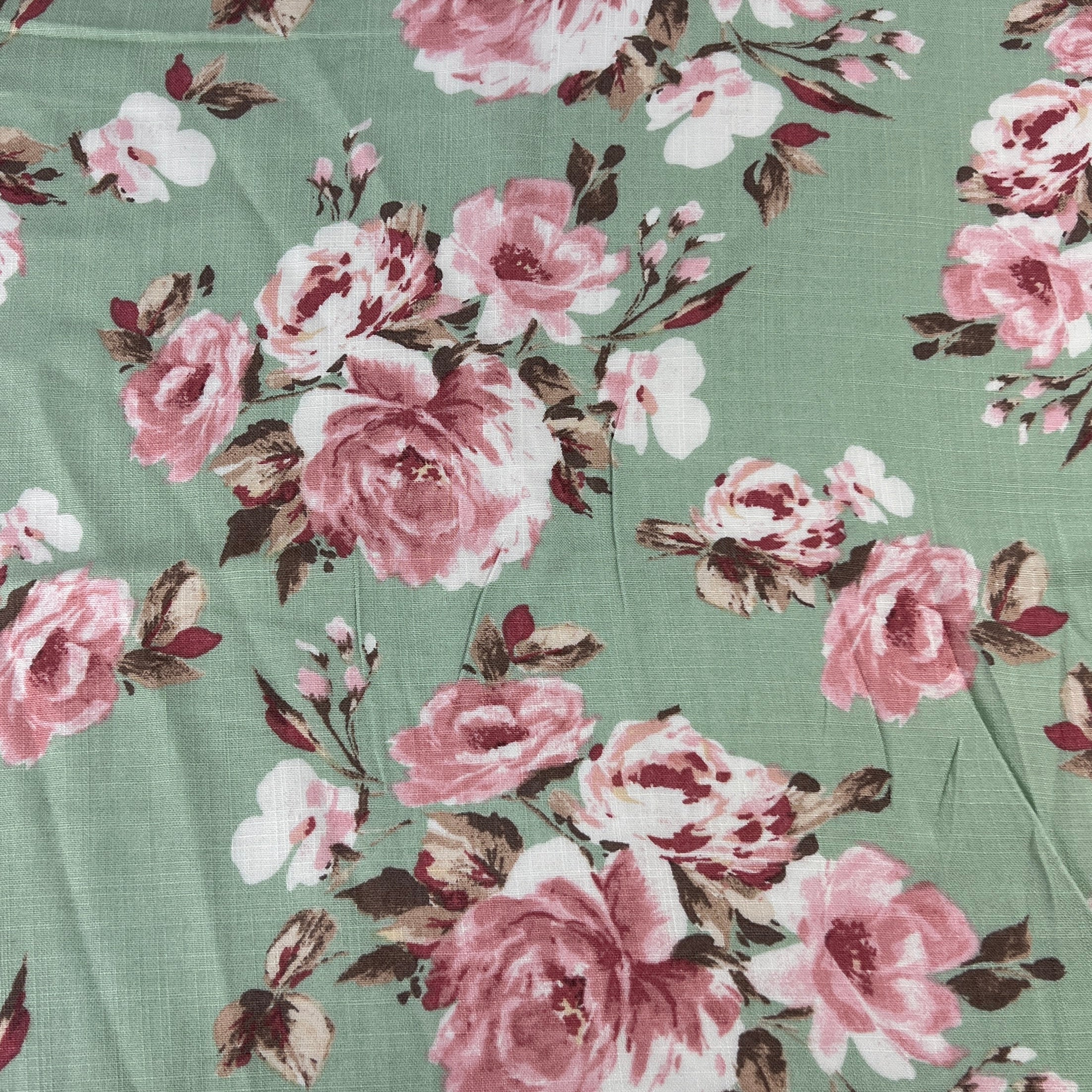 Mock-Linen Slubbed Rayon Challis - Sage Bouquet | SKU 7953 #S99 — Nick ...