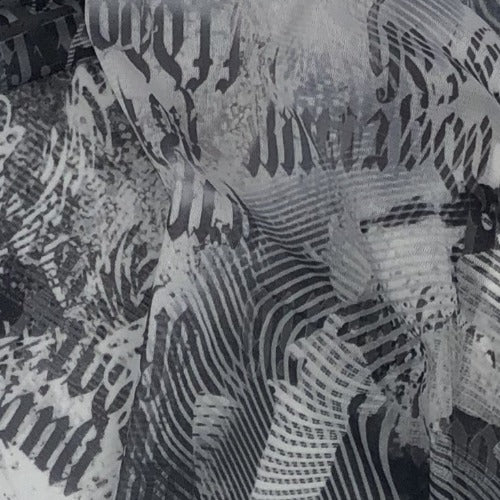 Black | Graffiti Print Triple Mesh - SKU 6643 #S214 — Nick Of Time Textiles