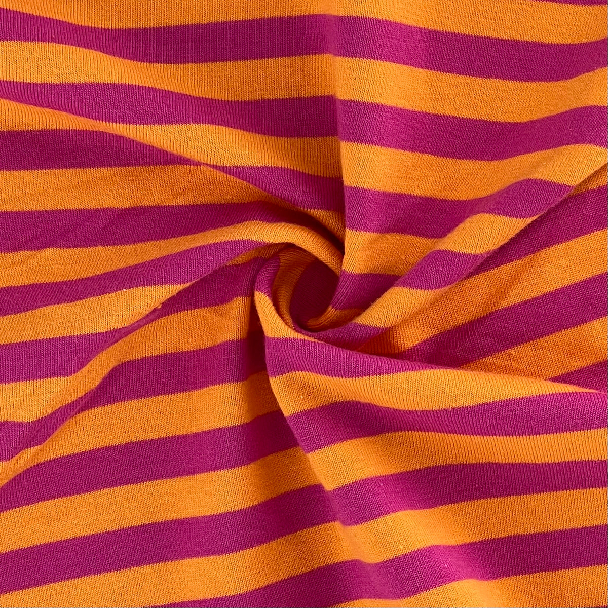 Hot Pink & Orange Jersey Knit - Cotton/Spandex Yarn-Dye Stripe 185GSM ...